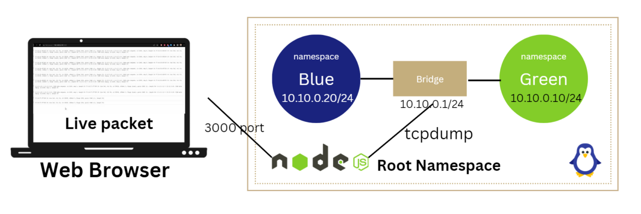 Real-time Packet Capture of linux bridge, ping namespaces and Display ...